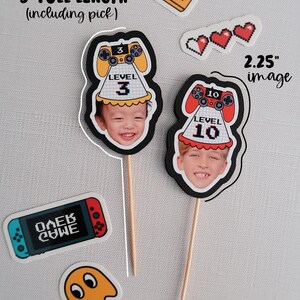 Gamer Birthday, Level Up, Game Over, Cupcake Toppers, Personalized ...