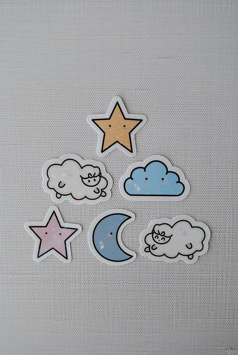 Cute Kawaii Sticker Pack, Stars and Moon Stickers, Waterproof ...