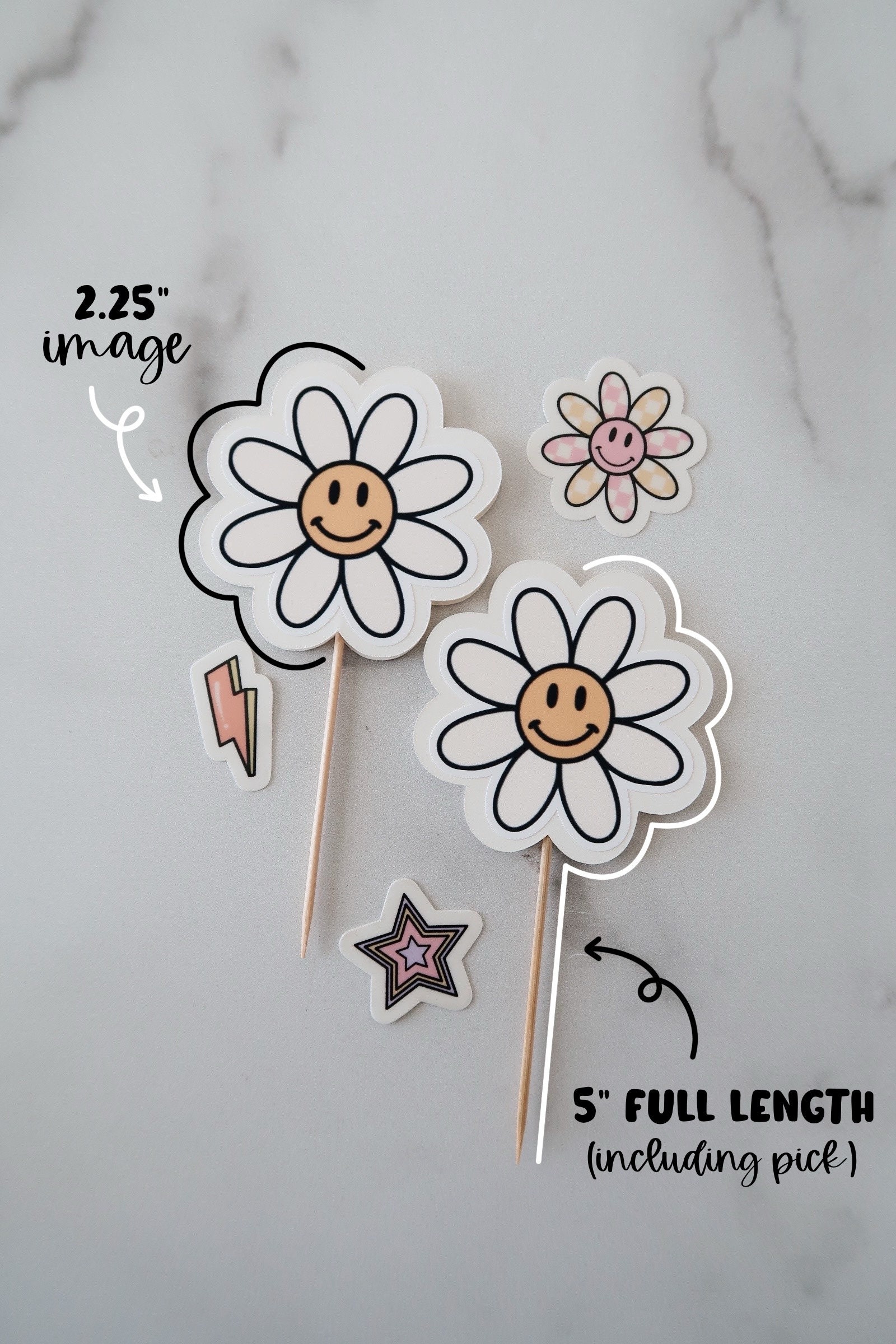 Daisy Cupcake Toppers, Cute Cake Toppers, Groovy Birthday, Flower ...