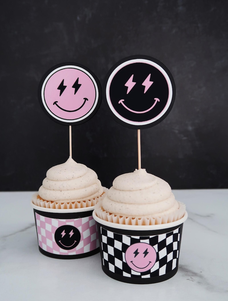 Smiley Face Cupcake Toppers, One Happy Dude Birthday, Birthday Cake ...