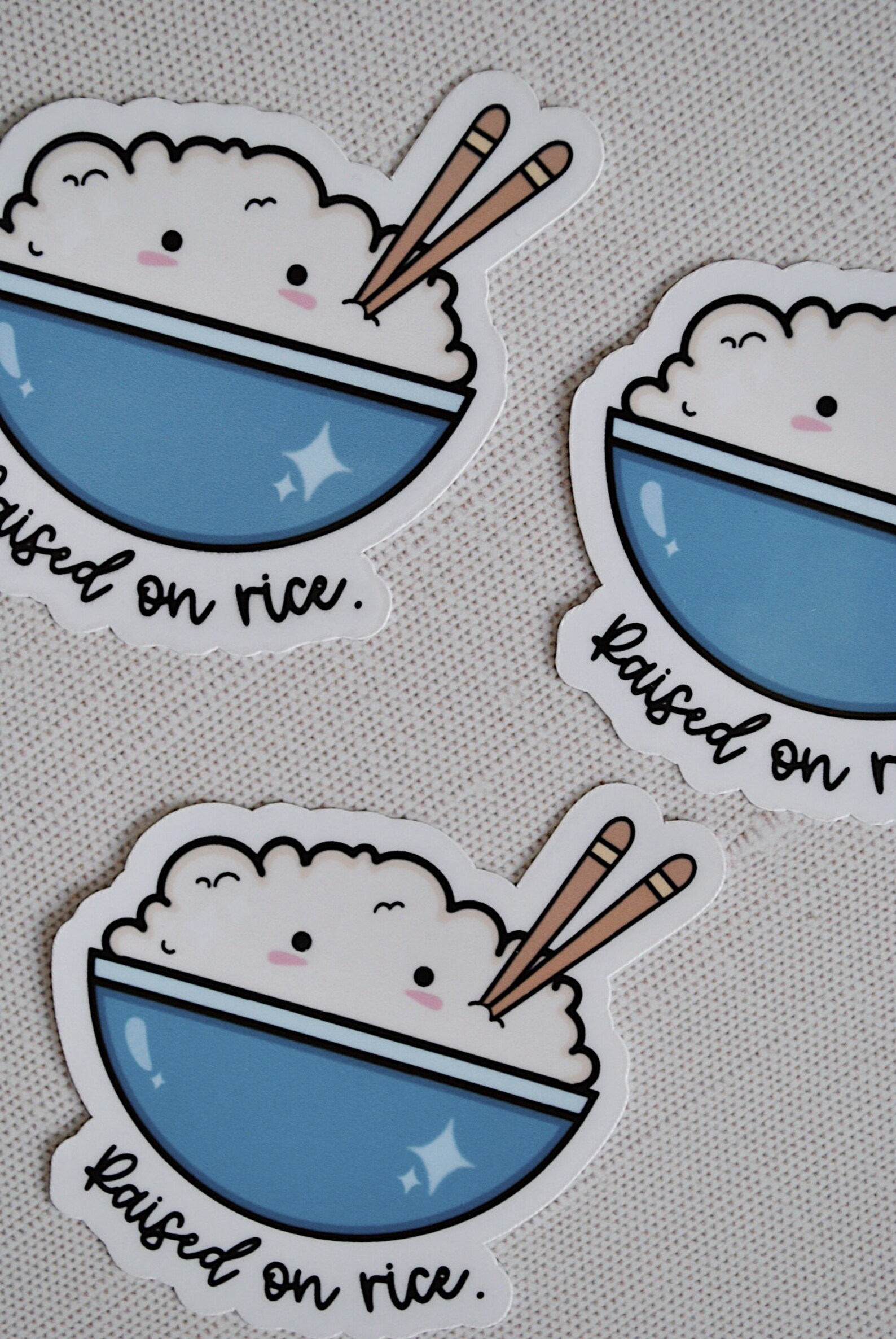 Kawaii Rice Bowl Sticker, Cute Asian Food Sticker, Chopstick Stickers ...