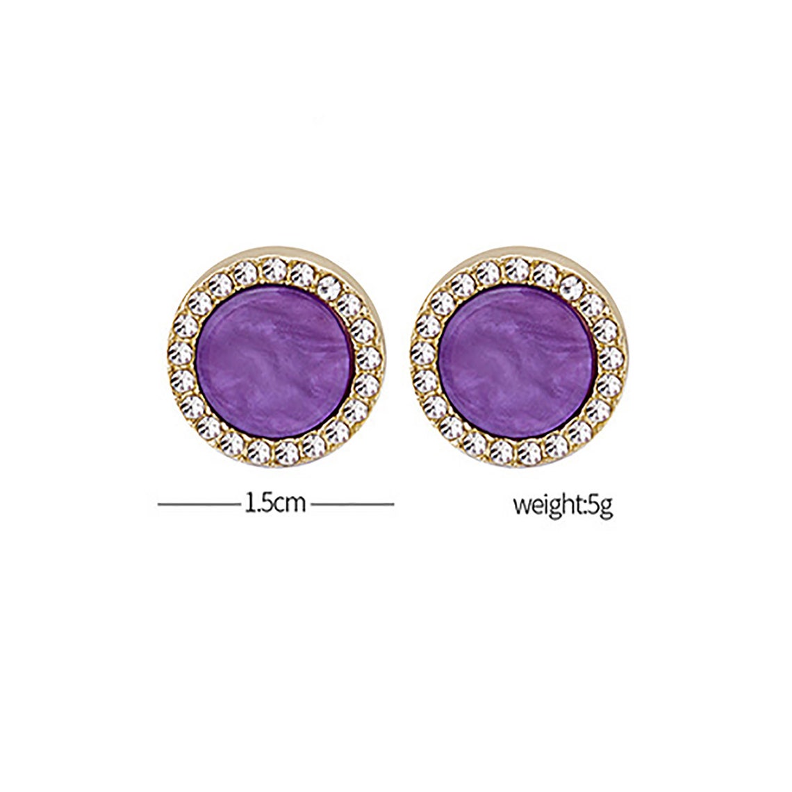 Bling Purple Stone Elegant Circle Stud Earrings Jewelery - Etsy