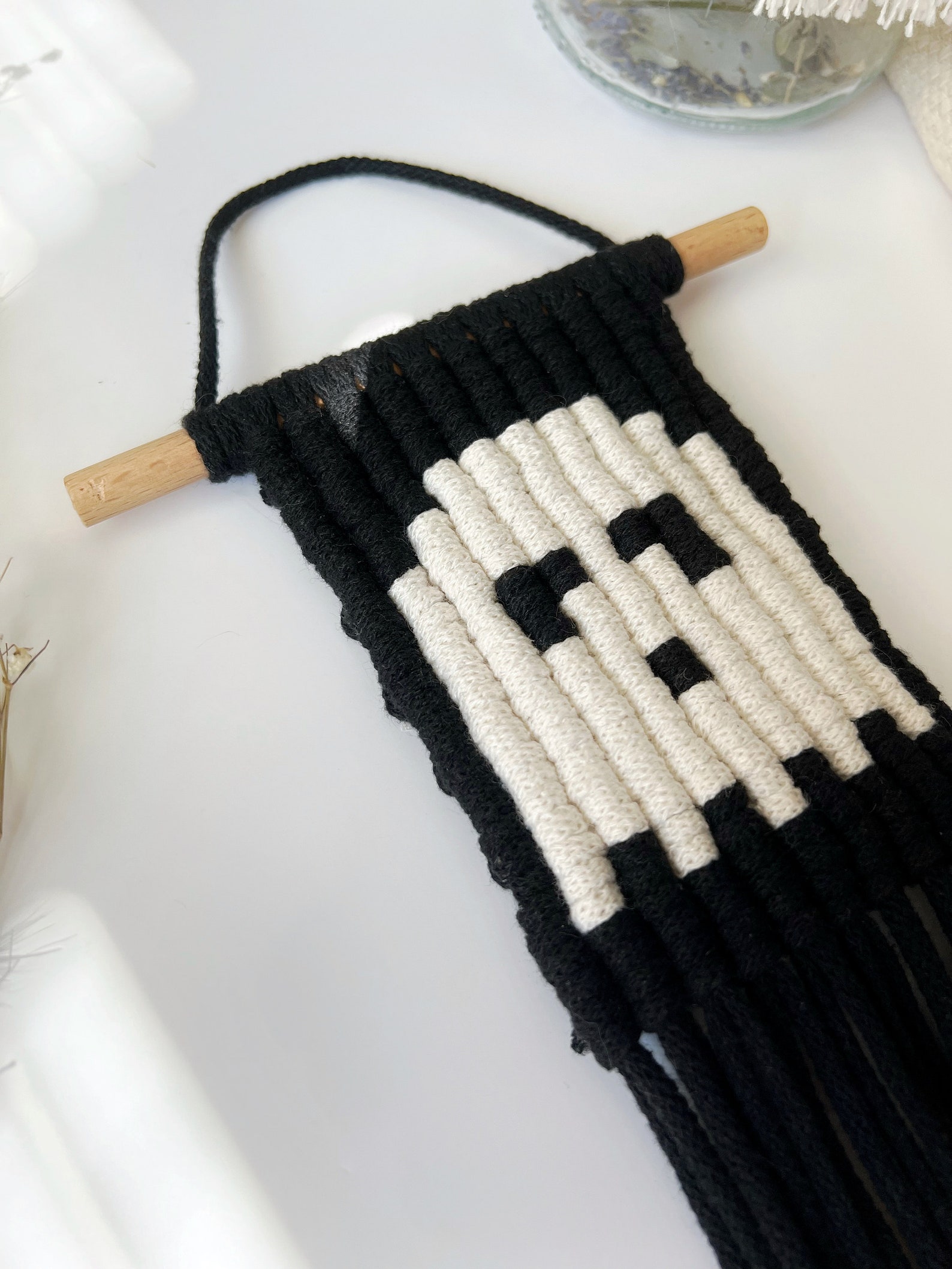 Pixel Ghost Macrame Wall Hanging for Gothic Home Style, Cute Baby Room ...