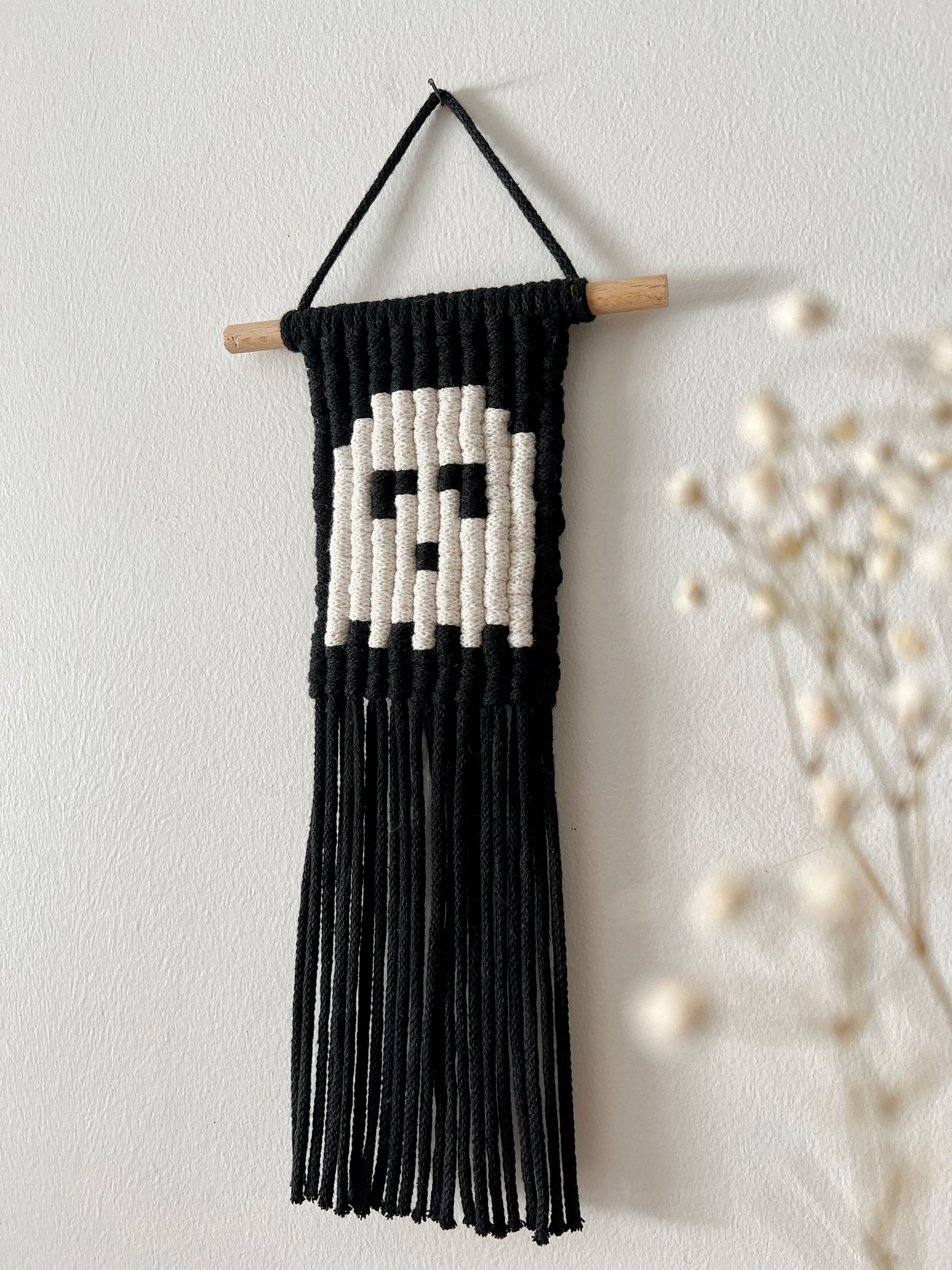 Pixel Ghost Macrame Wall Hanging for Gothic Home Style, Cute Baby Room ...