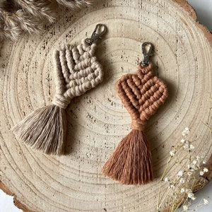 Heart Shaped Macrame Keychain for Elegant Woman, Bohemian Style Bag ...