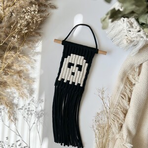Pixel Ghost Macrame Wall Hanging for Gothic Home Style, Cute Baby Room ...