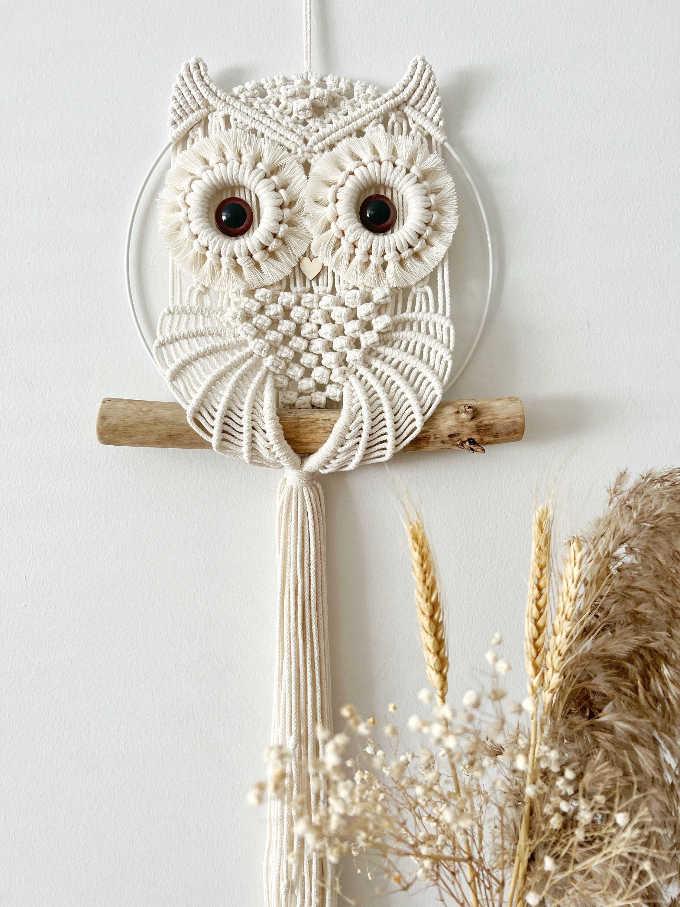 Macrame Wise Owl Wall Hanging for Boho Nursery, Scandinavian Style Baby ...