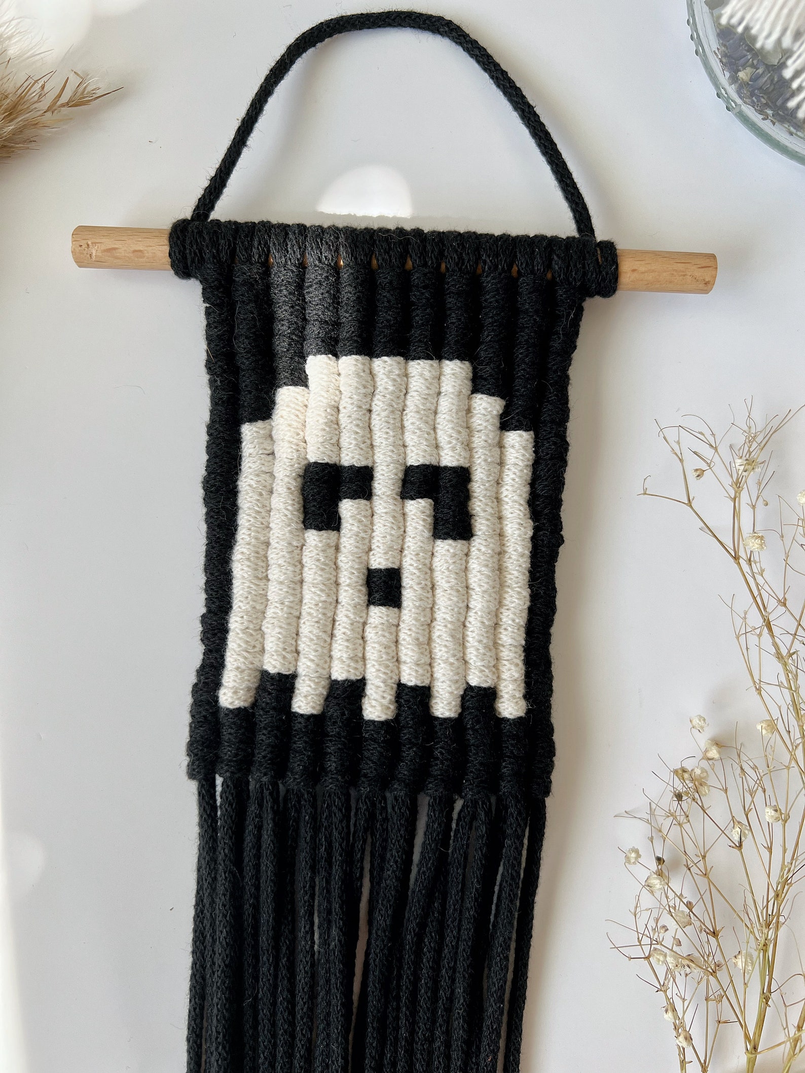 Pixel Ghost Macrame Wall Hanging for Gothic Home Style, Cute Baby Room ...