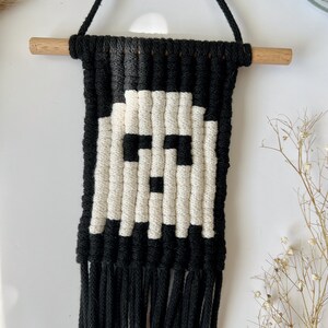 Pixel Ghost Macrame Wall Hanging for Gothic Home Style, Cute Baby Room ...