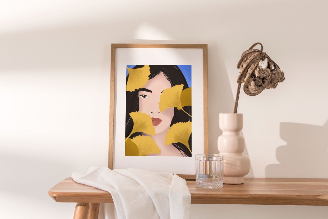Printable Wall Art, Instant Download, Girl Poster, Ginkgo Girl Art ...