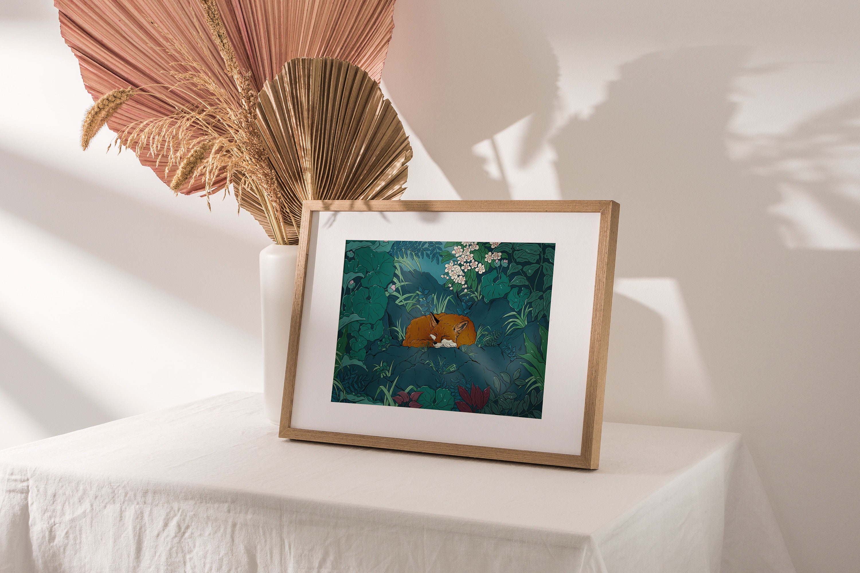 Printable Wall Art, Fox Poster, Instant Download, Plant Poster, Fox Art ...