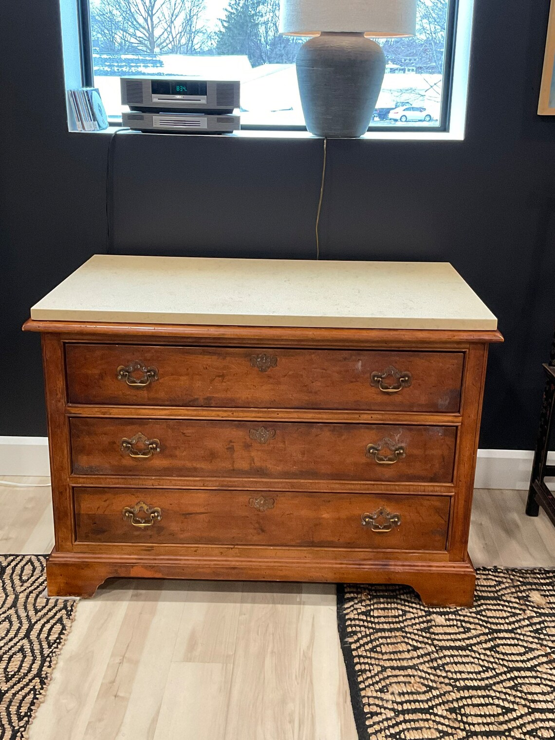 Vintage Century Furniture 3 Drawer Chests With Stone Top - Etsy