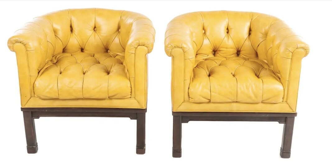Soldvintage Tufted Leather Club Chairs by Heritage Furniture, 1973 - Etsy