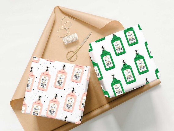 Personalised Mothers Day Gin Wrapping Paper | Etsy UK