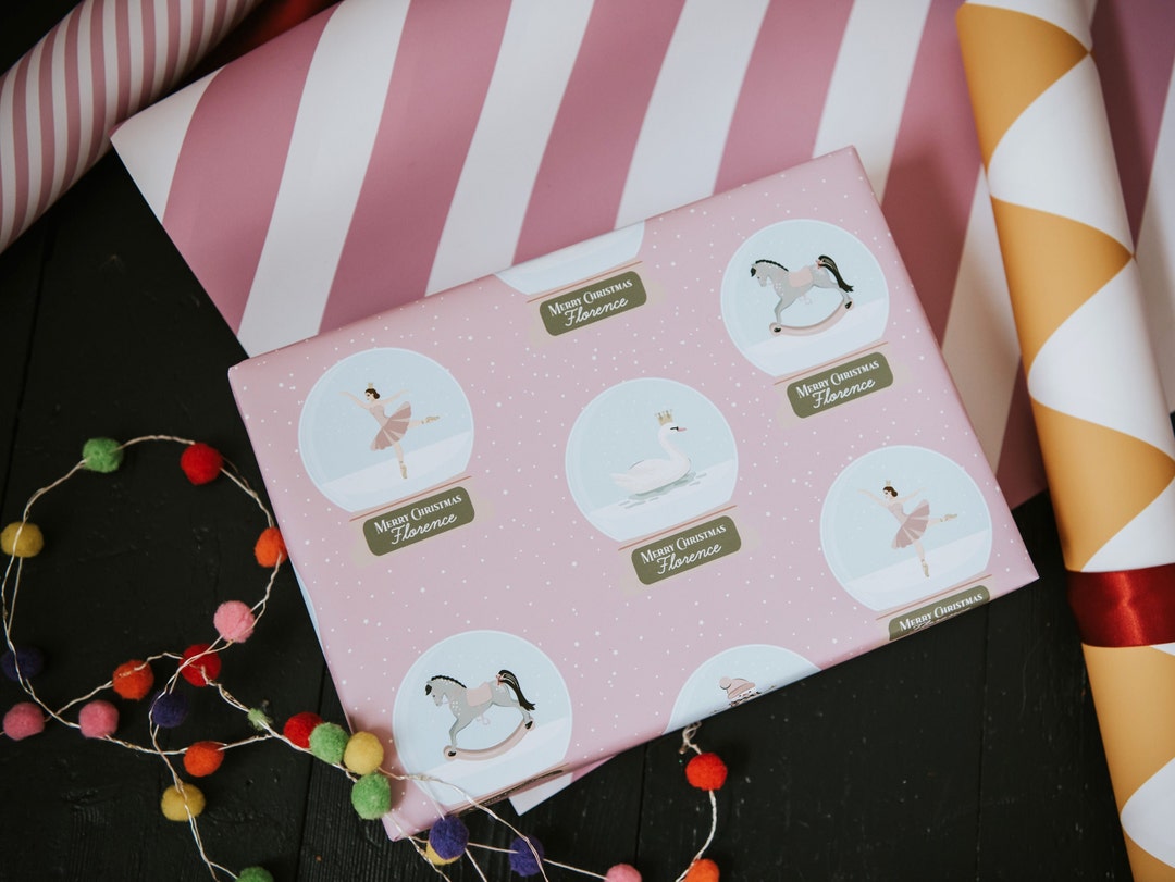 Personalised Christmas Snow Globe Wrapping Paper Gift Wrap First ...