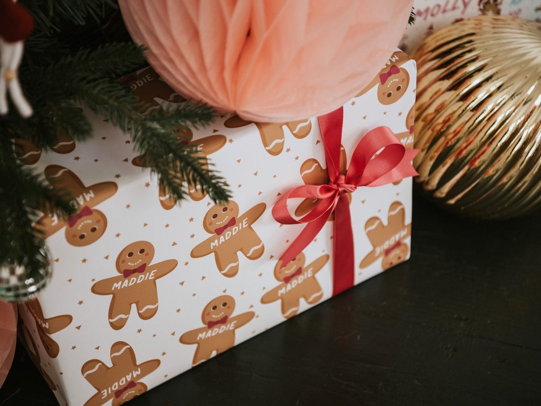 Personalised Christmas Ginger Bread Man Wrapping Paper - Etsy