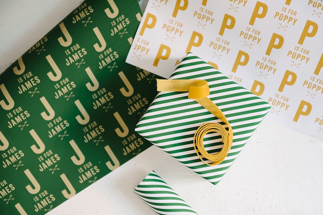 Personalised Christmas Alphabet Wrapping Paper, Gift Wrap, Initial ...