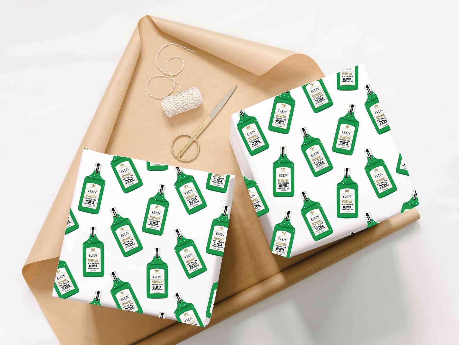 Personalised Mothers Day Gin Wrapping Paper - Etsy UK