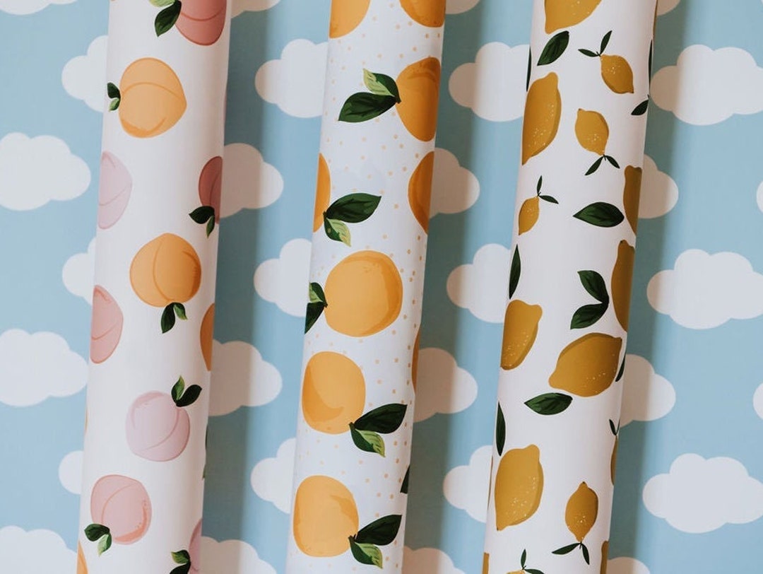 Summer Fruits Fruit Luxury Wrapping Paper Peach Peaches Orange Oranges ...