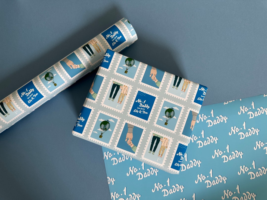 Personalised Father's Day Stamp Wrapping Paper - Etsy