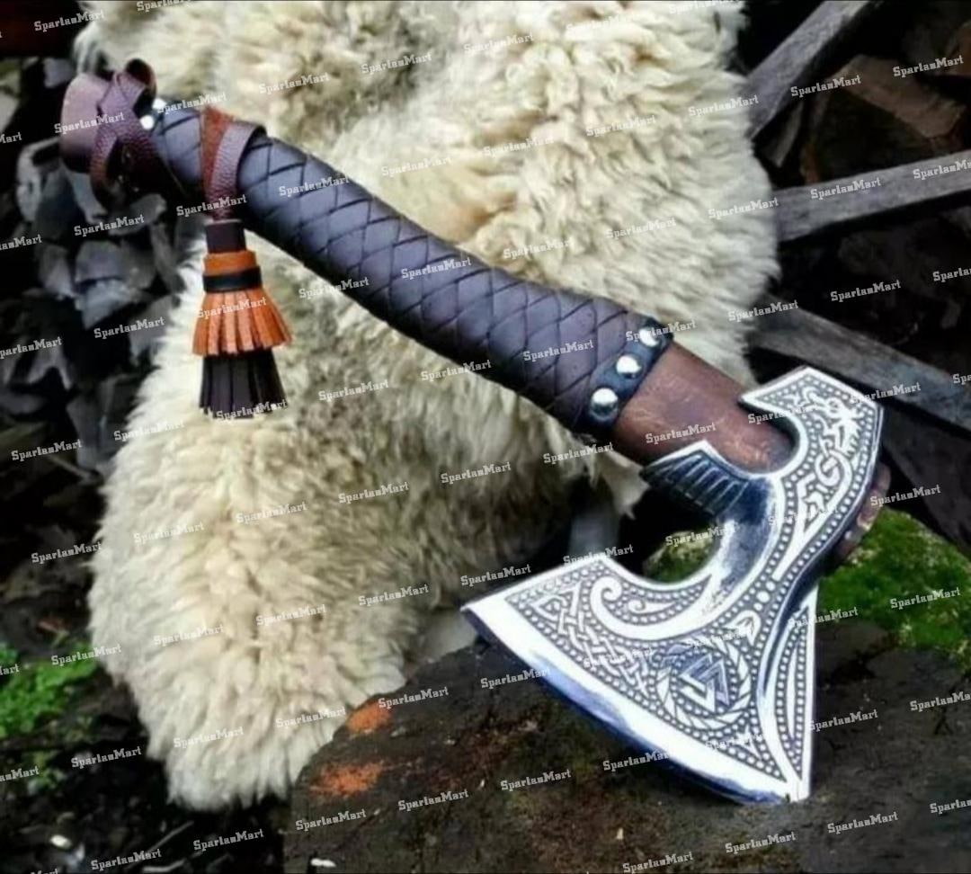 Hand-forged Viking Axe | Custom Decorative Bearded Axe With Ashwood ...