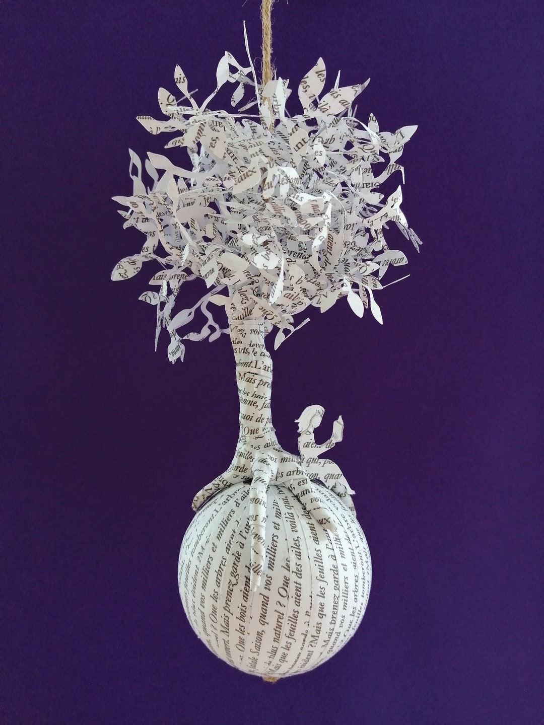 Paper Cut Hanging Tree Sculpture, With Young Woman Reading a Book - Etsy