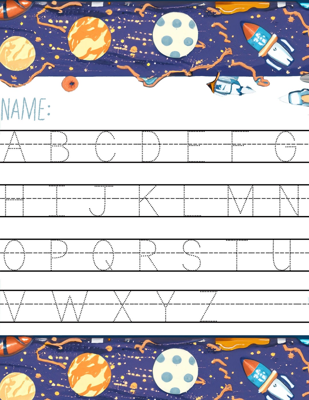 Space-themed Writing Practice Sheets - Etsy