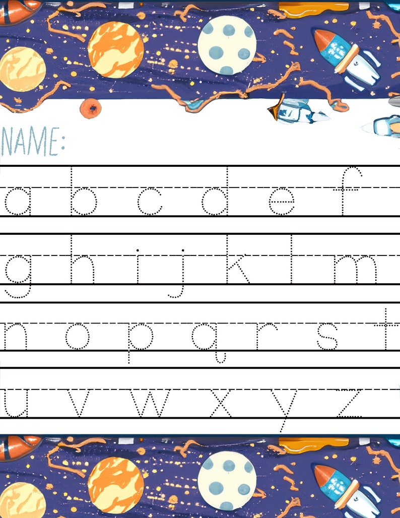 Space-themed Writing Practice Sheets - Etsy