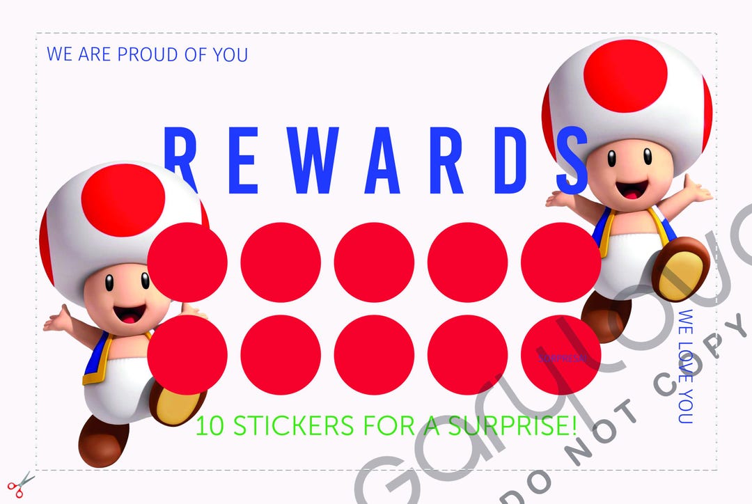 Toad Themed Reward Chart - Etsy