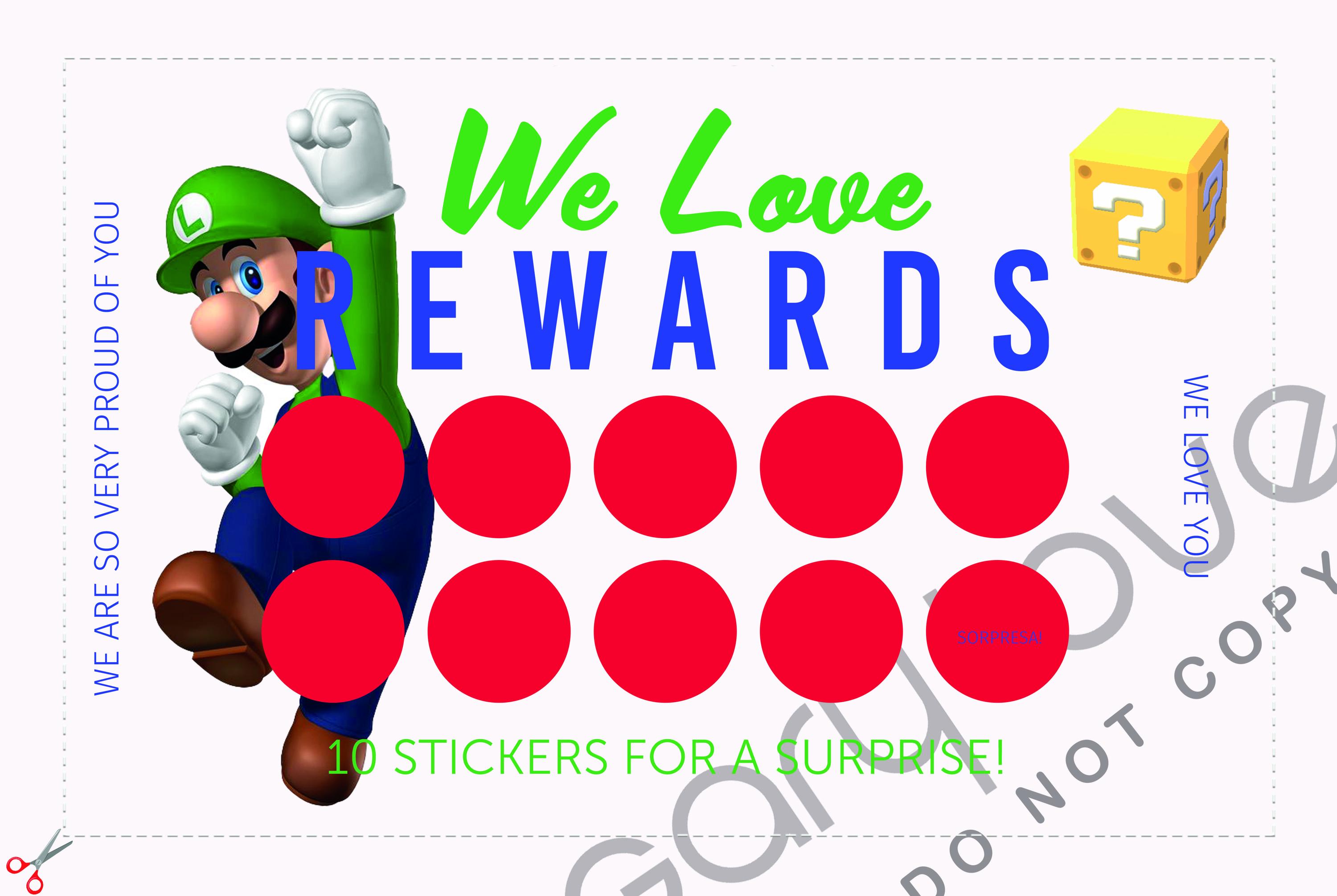 Luigi Themed Reward Chart - Etsy