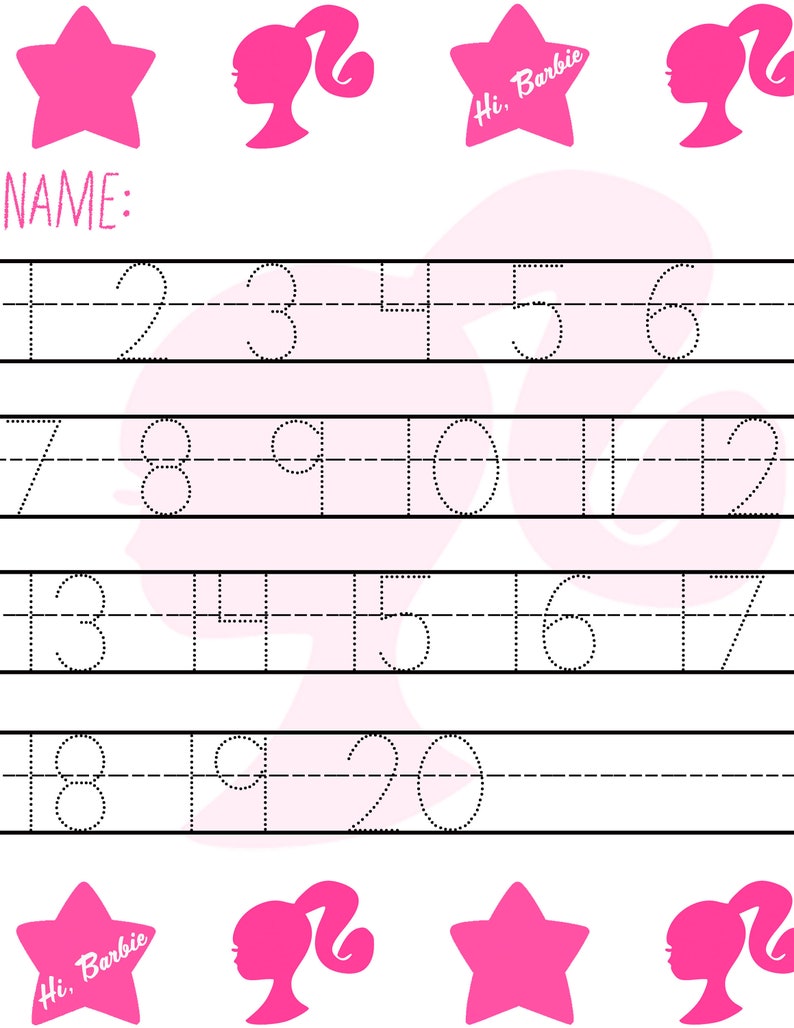 Barbie-themed Writing Practice Sheets - Etsy
