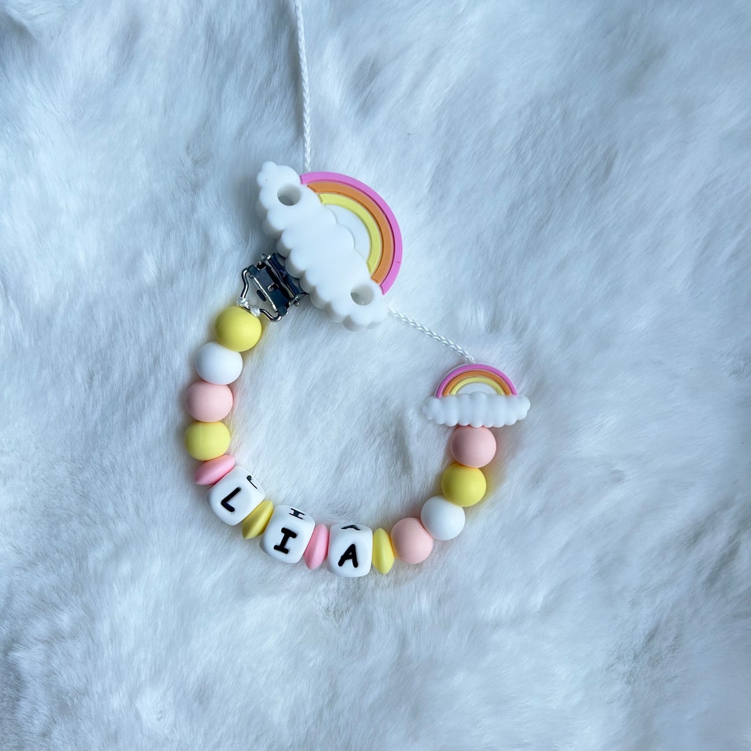 Rainbow Theme Pacifier Clip - Etsy