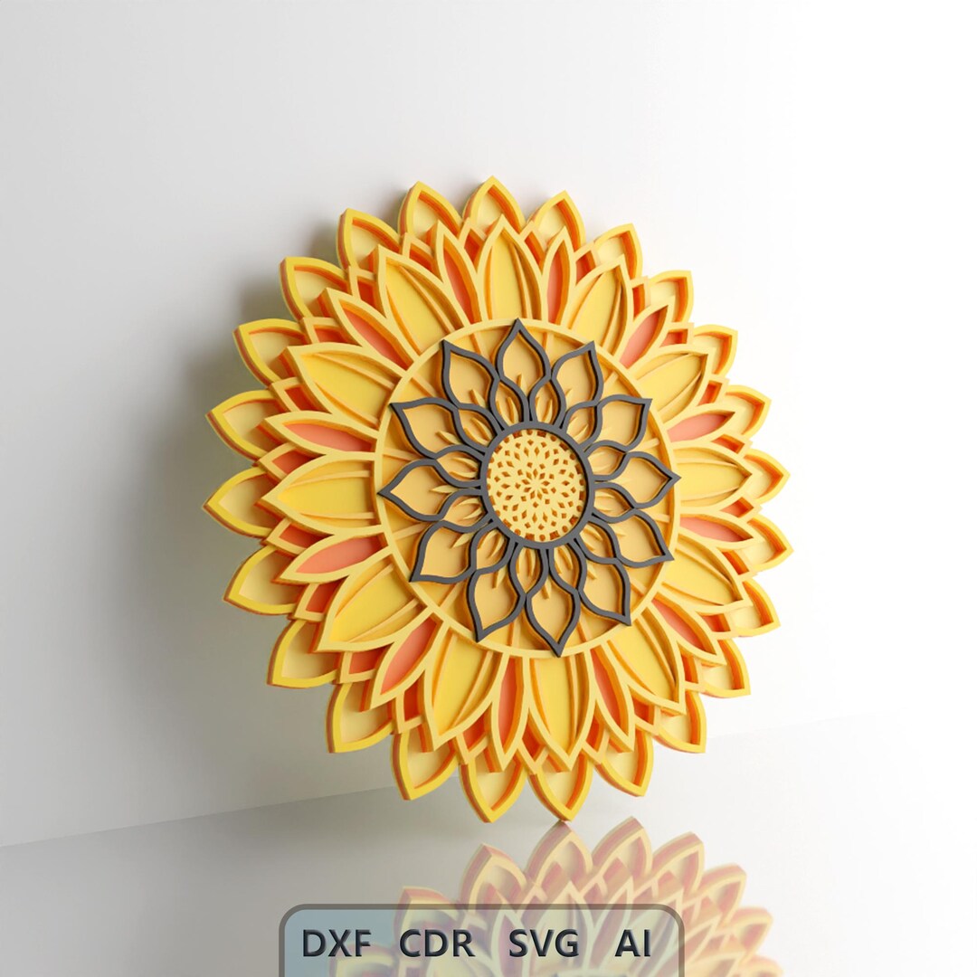 Multilayer Sunflower Mandala Design , SVG Files for Cricut and Laser ...