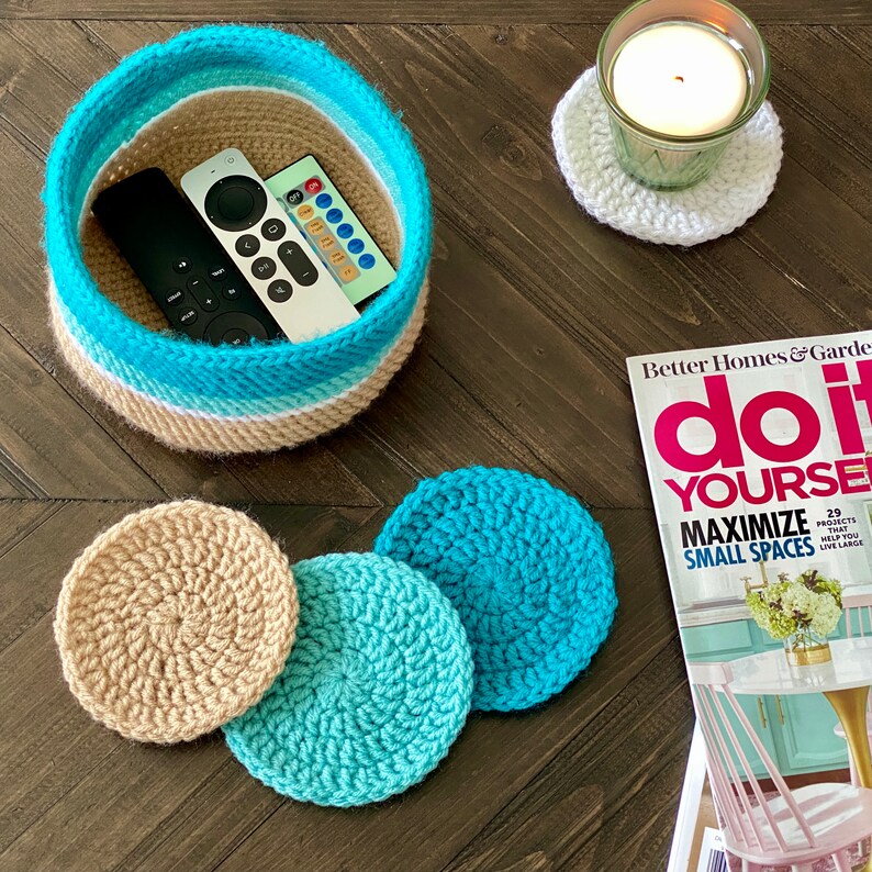 Hand-woven Round Storage Basket Crochet Basket Nautical Basket - Etsy