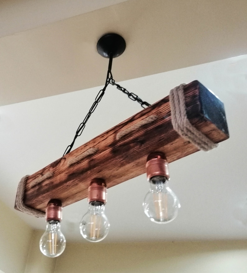 Vita-rustic Handmade Solid Aged Wood Chandelier Retro Ceiling Pendant ...