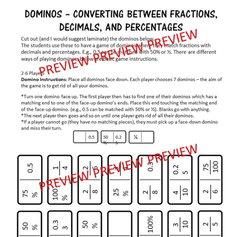 Printable Domino Maths Game. Multiplication and Converting Between ...