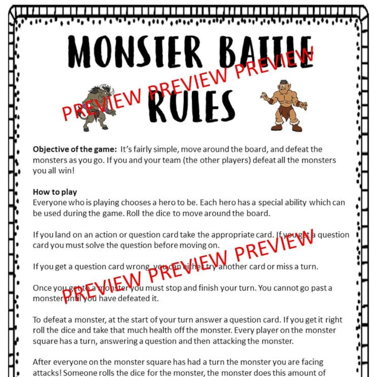 Monster Battle Multiplication Math Game: One & Two Digit (PDF Download ...