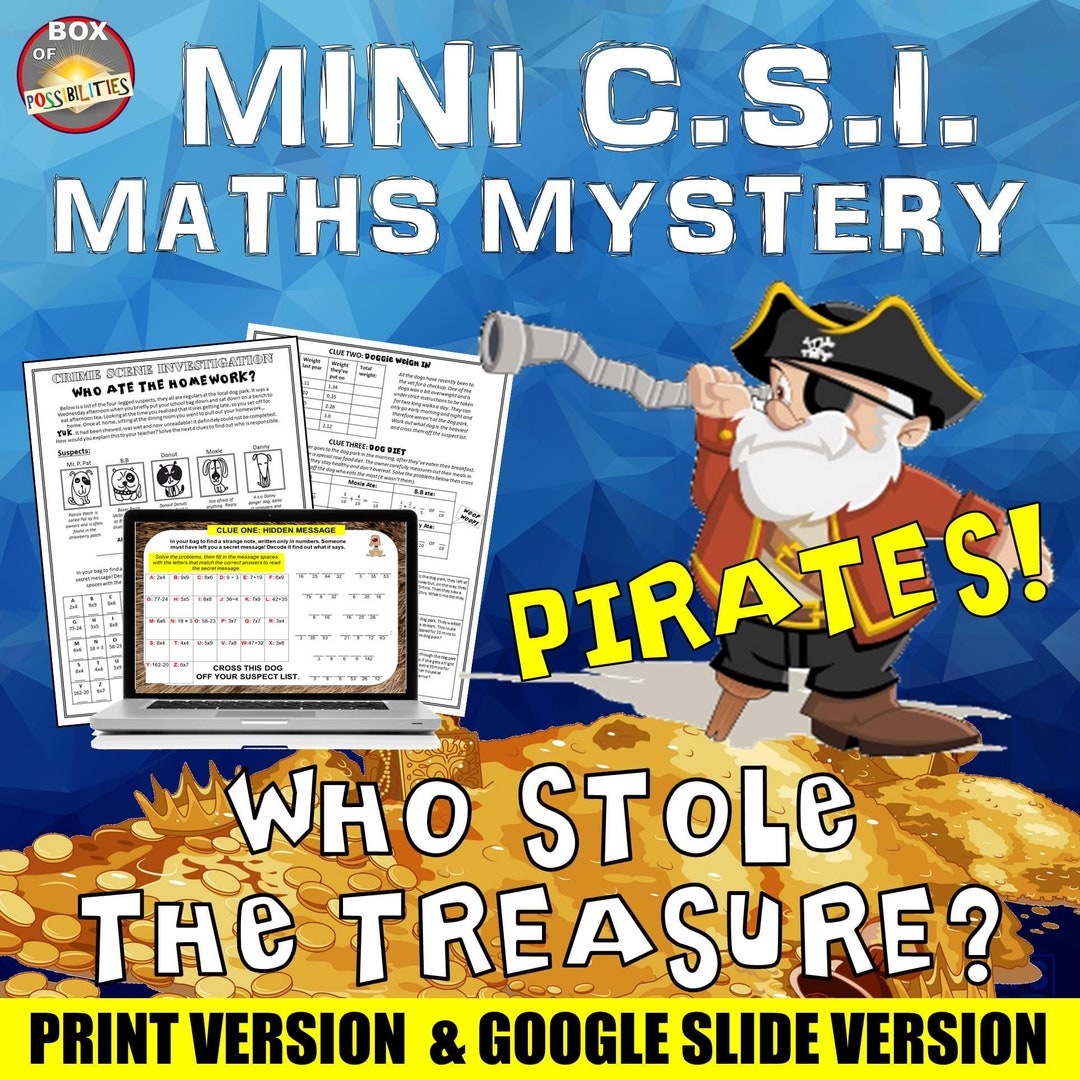 Mini CSI Maths Mystery: Pirates! Who Took the Treasure? Printable + Digital Math. - Etsy