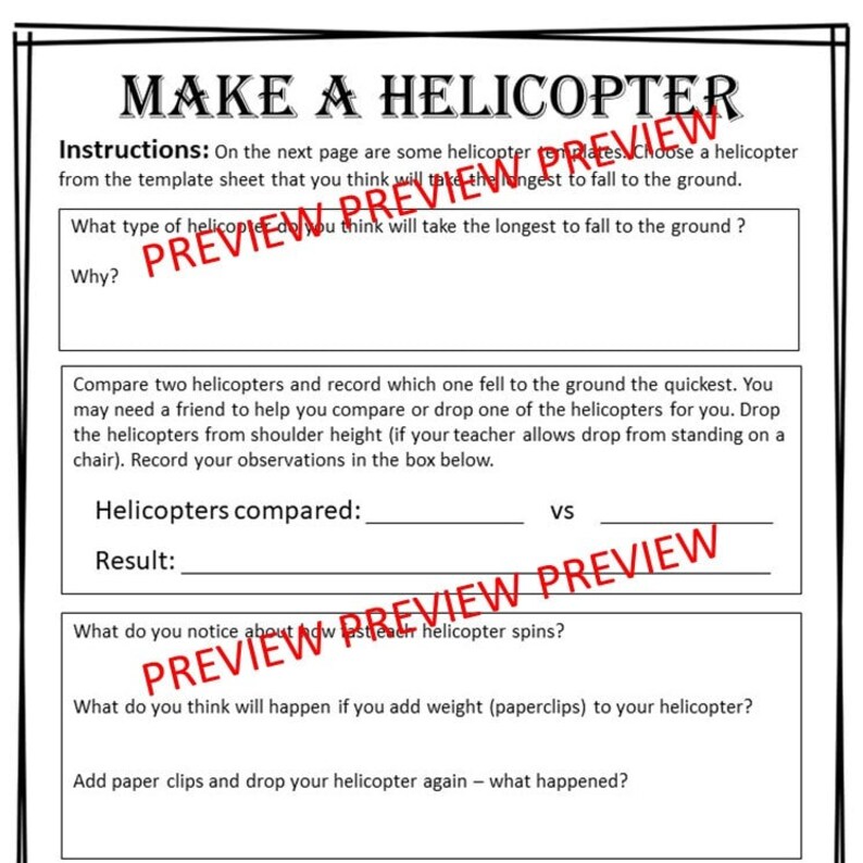 Paper Plane Math Activity & Paper Helicopter Activities. Fun Maths ...