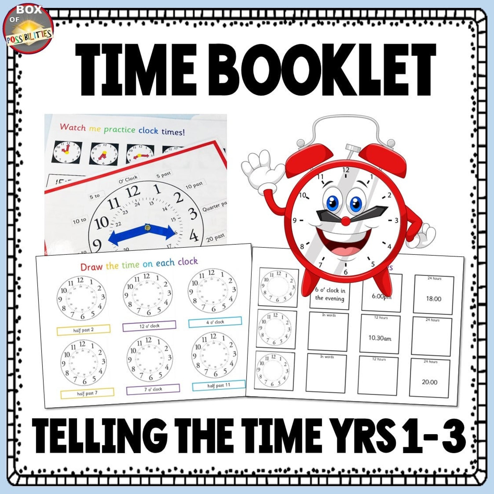 Telling the Time: Booklet and Clock Laminates. Years 1-3+ - Etsy