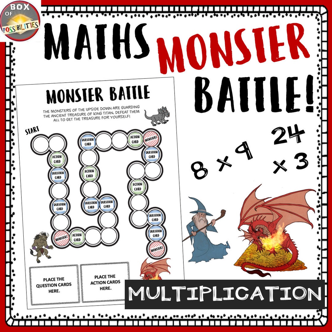 Multiplication Maths Board Game: Monster Battle! (one X One Digit & Two ...
