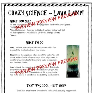 Lava Lamp Science Experiment Exploring Density and Reactions. - Etsy