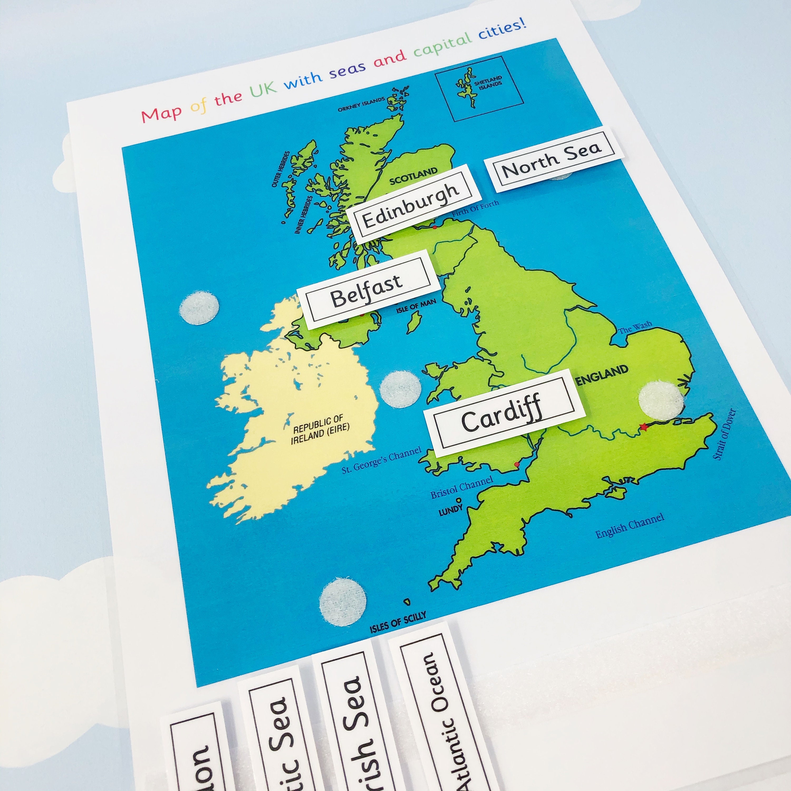 UK Map - Learning Sheet - Seas and Capital Cities - KS1 - Matching Game ...