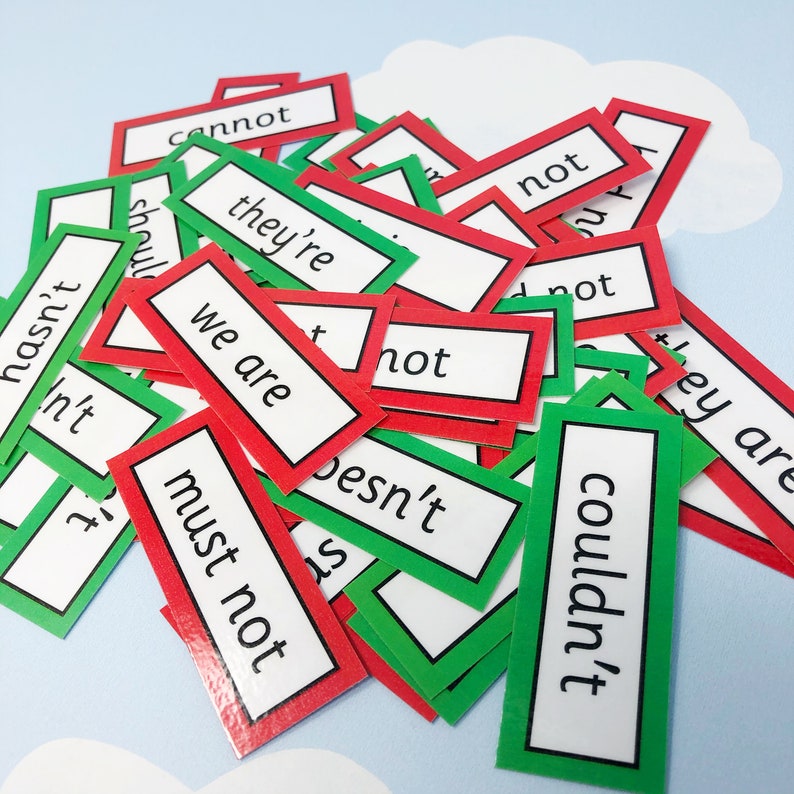 Contraction Flashcards - Learning Cards - School Words - Phonics ...