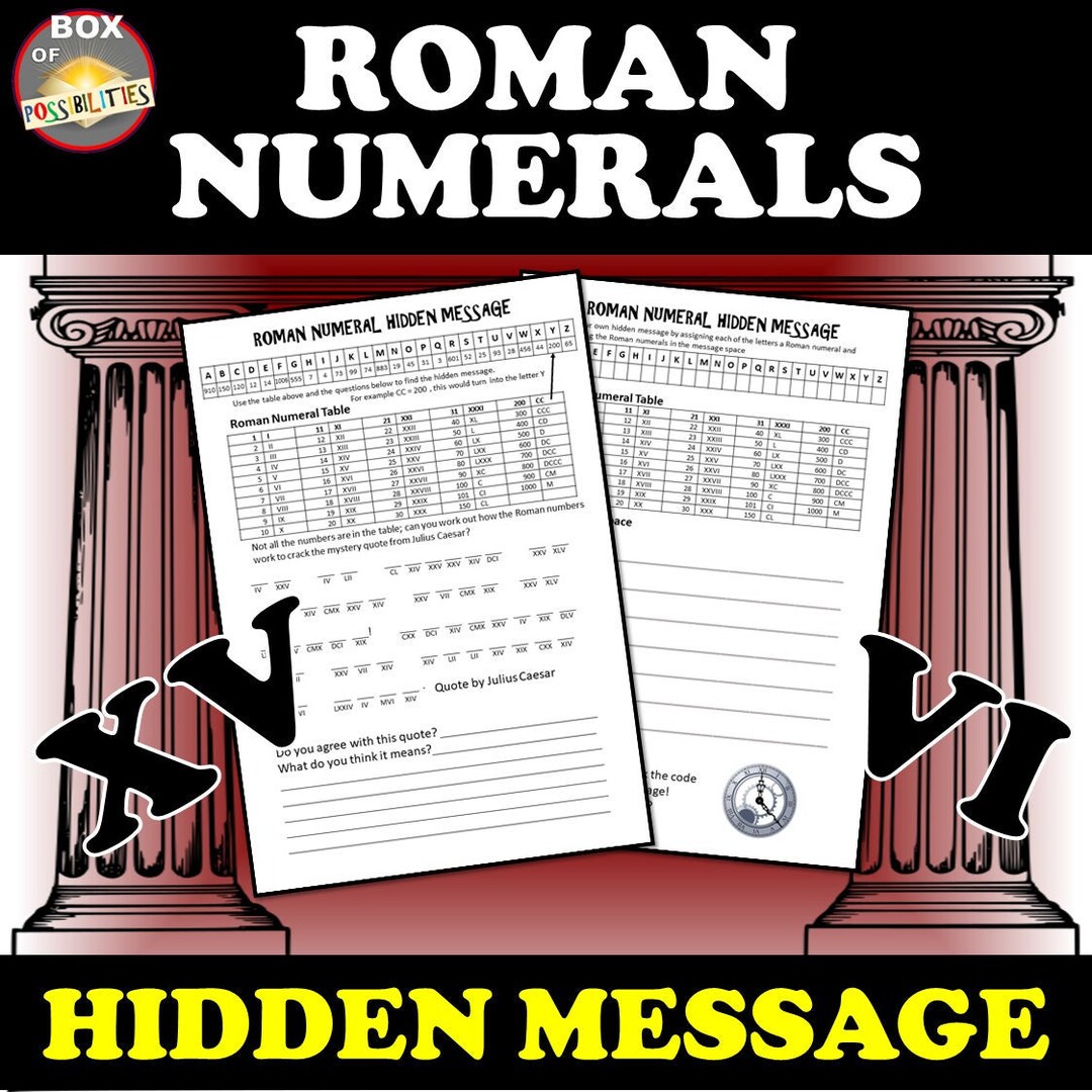 Roman Numerals Hidden Message. Mystery Maths Message - Etsy
