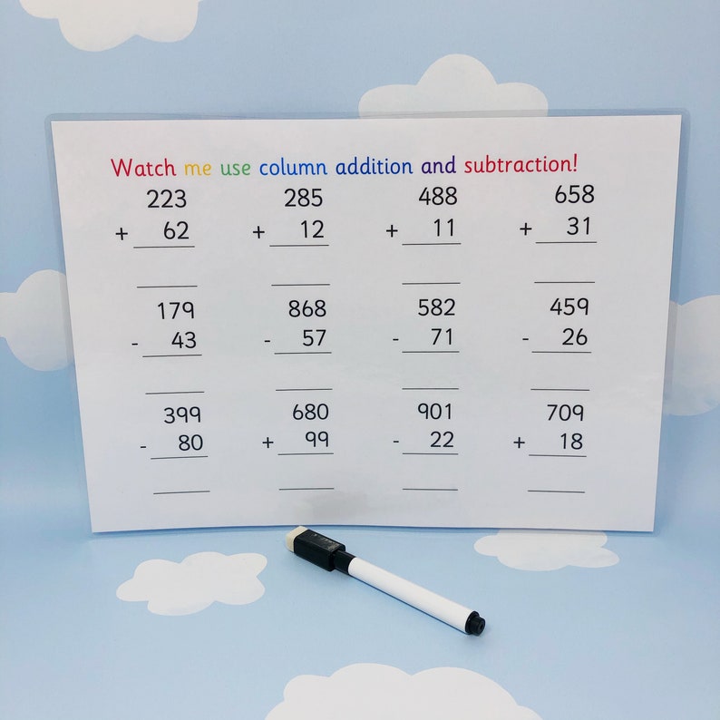 Addition & Subtraction 3 Digit. Add and Subtract 3 Numbers - Worksheet ...