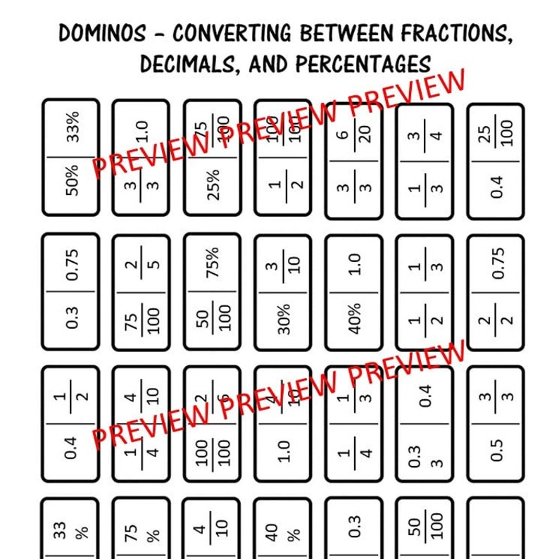 Printable Domino Maths Game. Multiplication and Converting Between ...