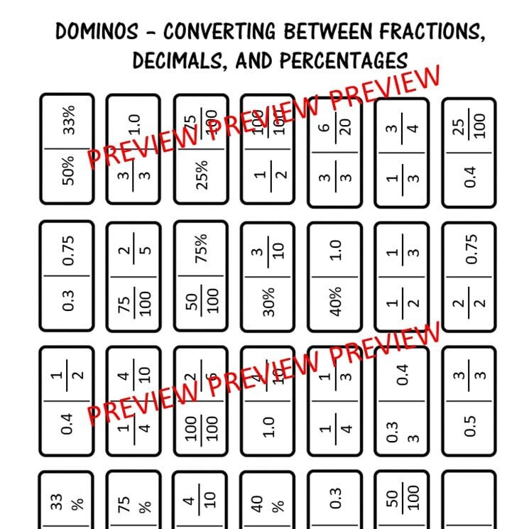 Printable Domino Maths Game. Multiplication and Converting Between ...