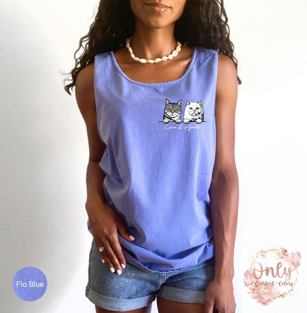 Custom Cat Tank Top, Comfort Colors Tank Top, Personalized Cat Tank ...