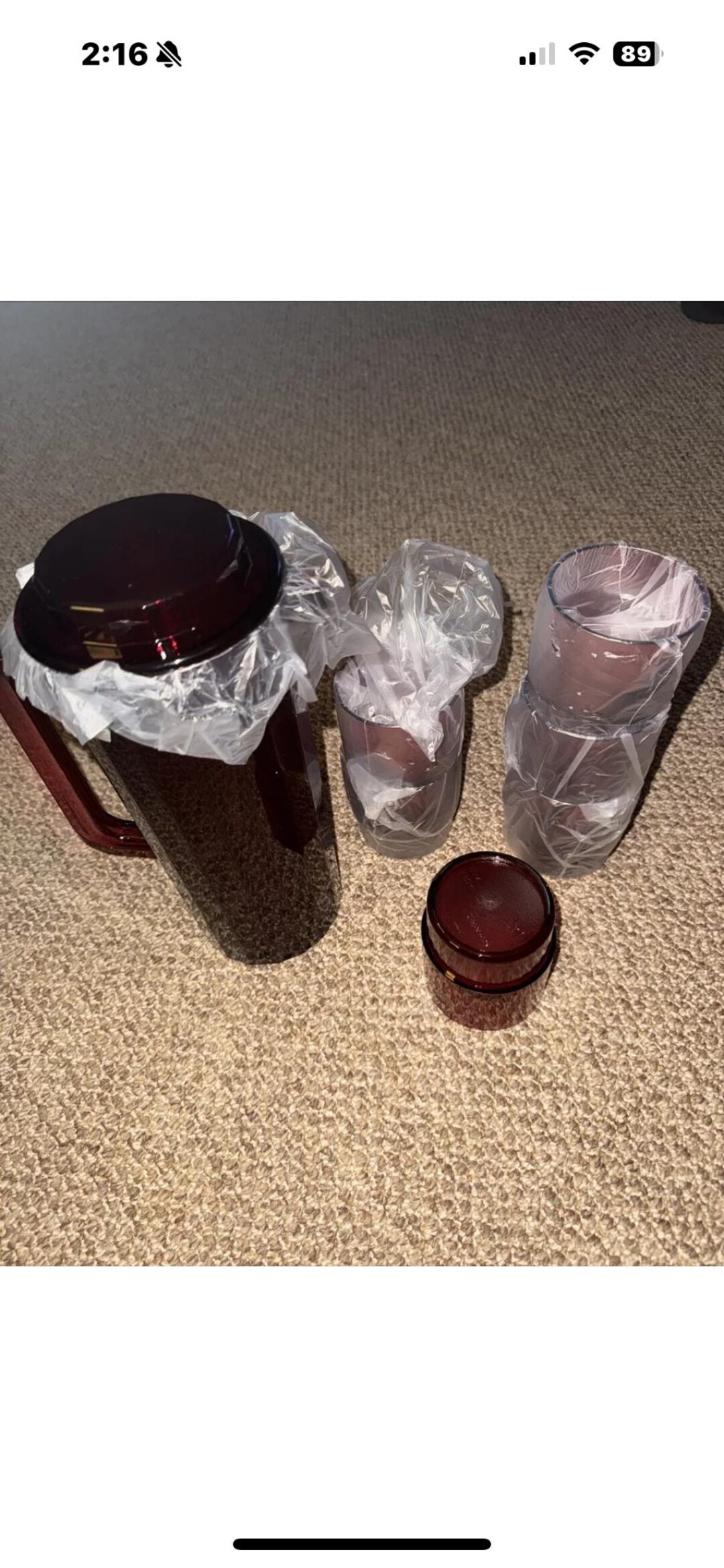 New Tupperware Burgundy Cranberry? Acrylic Pitcher With 6 Cups Set - Etsy